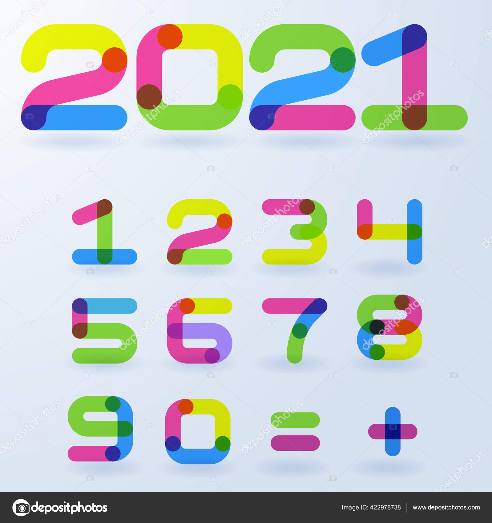 2021 vector bright rainbow numbers Stock Vector by ©mustahtar 422978738