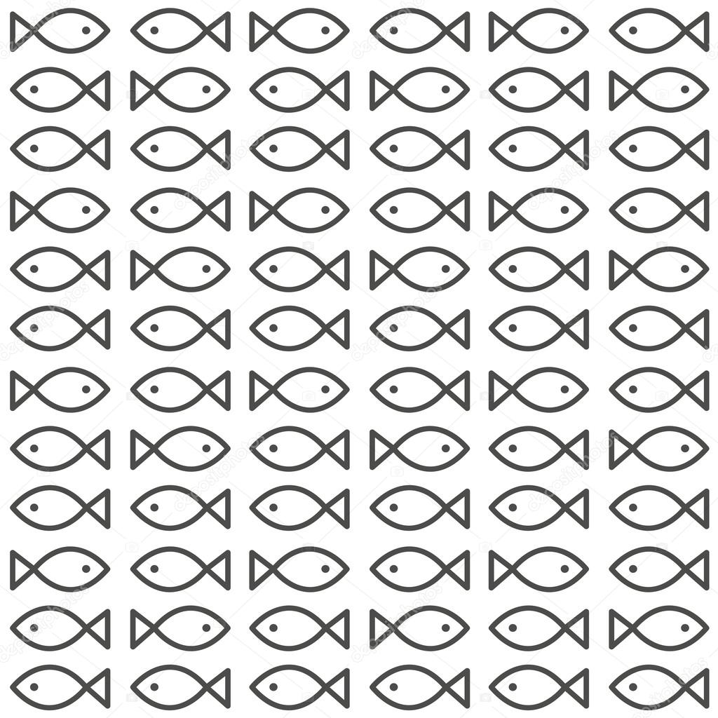 Vecteur de motif sans couture poisson noir et blanc. Poisson symbole ...