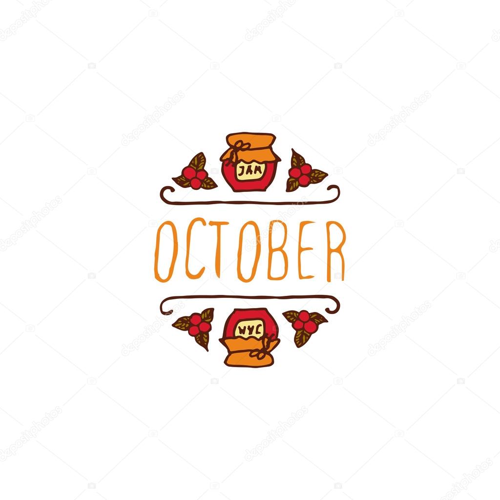 Handdrawn autumn jam element with text Stock Vector by ©Lillllia 119937504