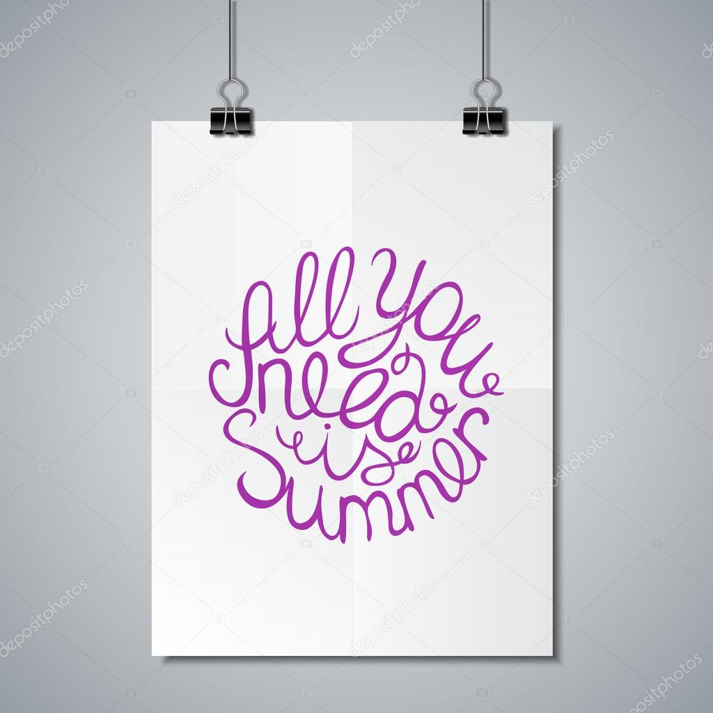 Poster Mockup Template with Lettering Element Stock Vector Image by ...