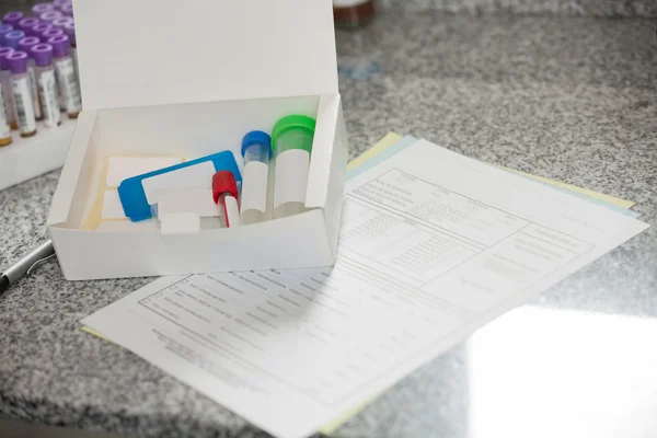 Specimen Bottles And Documents In Lab - Stock Image - Everypixel