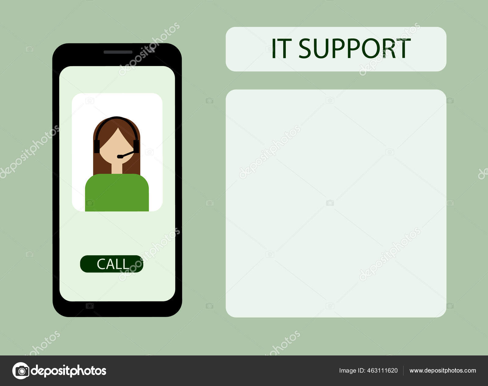 Vector Drawing Mobile Phone Screen Image Operator Girl Button Contact ...