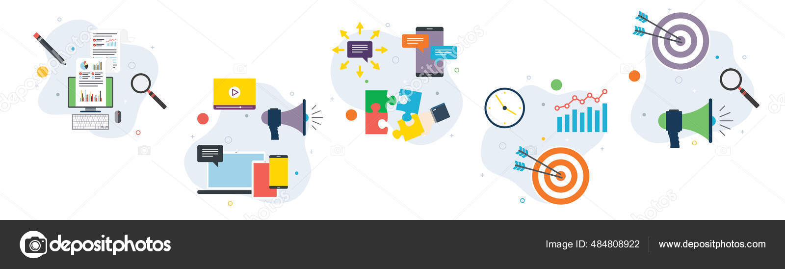 Marketing Strategy Analysis Communication Business Icons Concepts ...