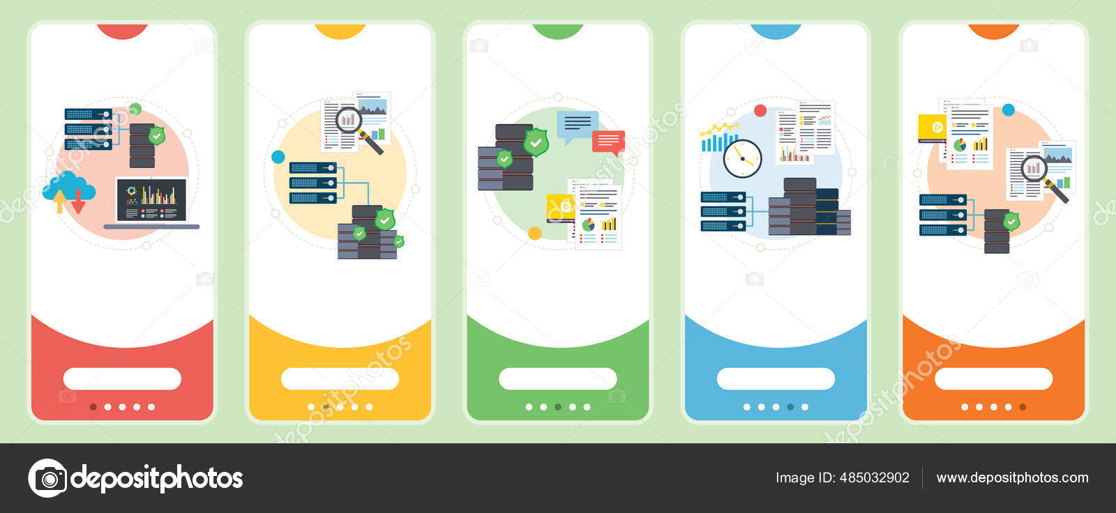 Cloud Computing Mining Server Database Data Icons Concepts Cloud Computing Stock Vector by ...