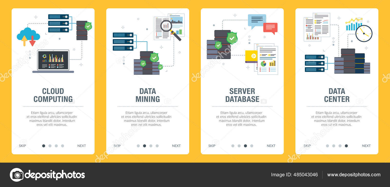 Cloud Computing Mining Server Database Data Icons Concepts Cloud Computing Stock Vector by ...
