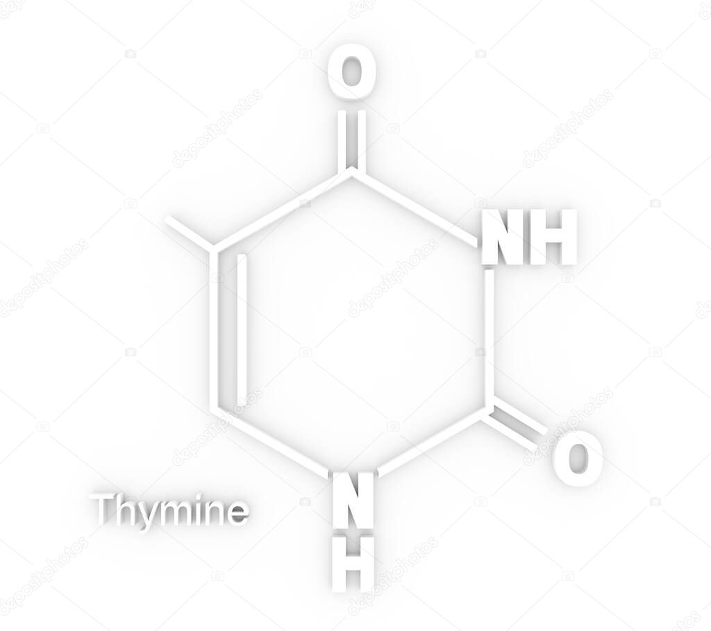 Fórmula estructural química de la timina - Base nitrogenada de ADN y ...