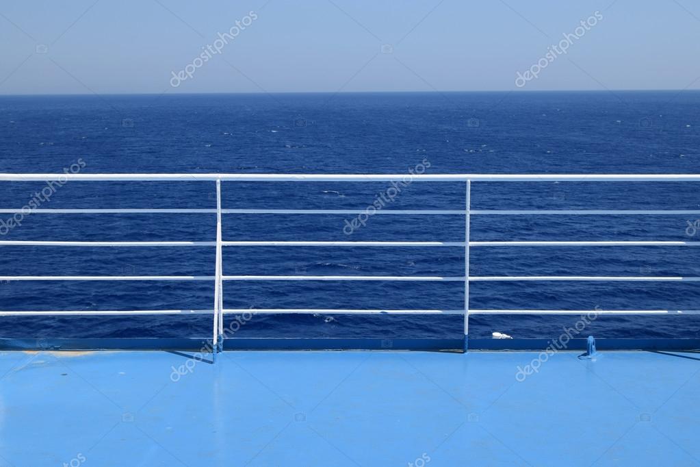 Ship railings blue sea Stock Photo by ©sirylok 120256152