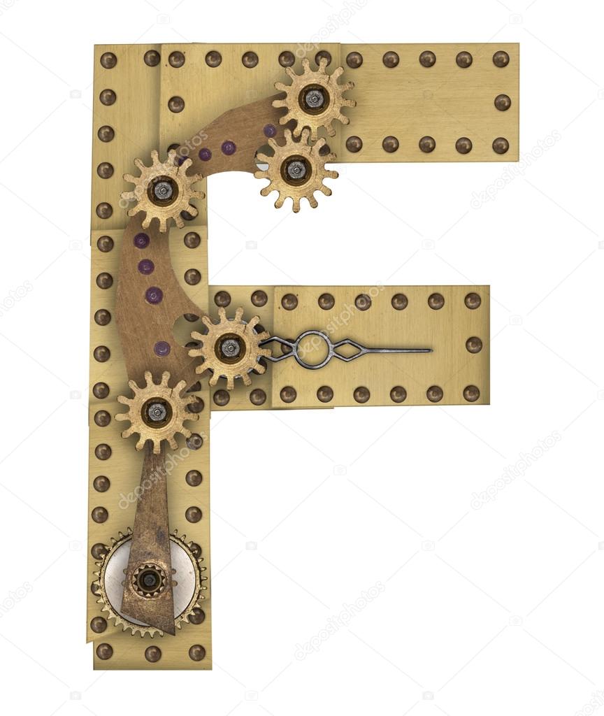 Steampunk alphabet letter F — Stock Photo © andreyuu #74699129