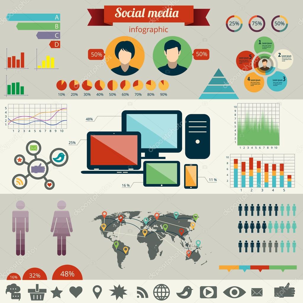 Social network infographics set Stock Vector Image by ©Indigofish #53442795