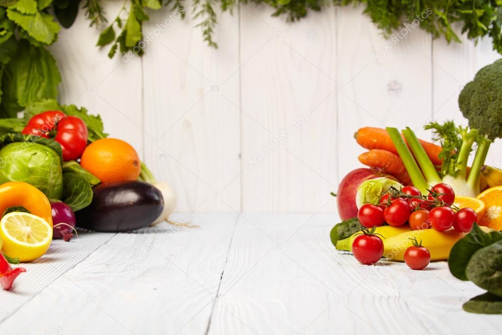 Frame with fresh organic vegetables and fruits Stock Photo by ©zoomteam ...