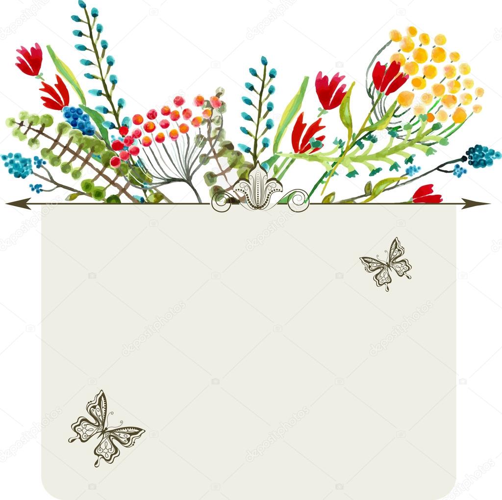 Watercolor natural card Stock Vector by ©Vasilek #53959951