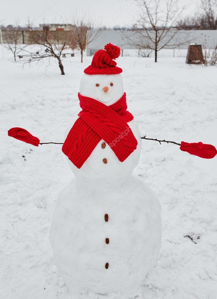 Real snowman outdoors — Stock Photo © saharrr #89555168