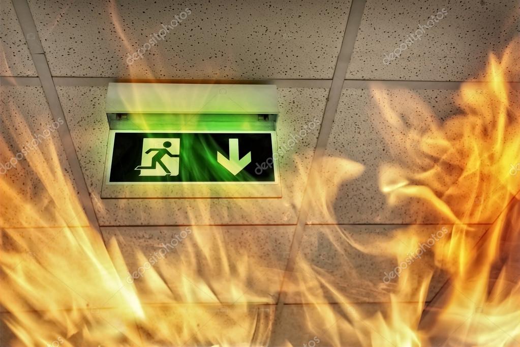 Fire in the building - emergency exit — Stock Photo © ambrozinio #61690147