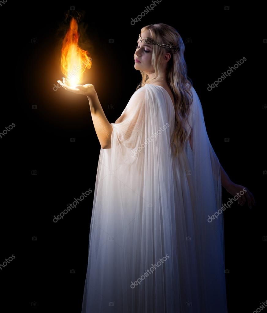 Girl Hand Holding Fire