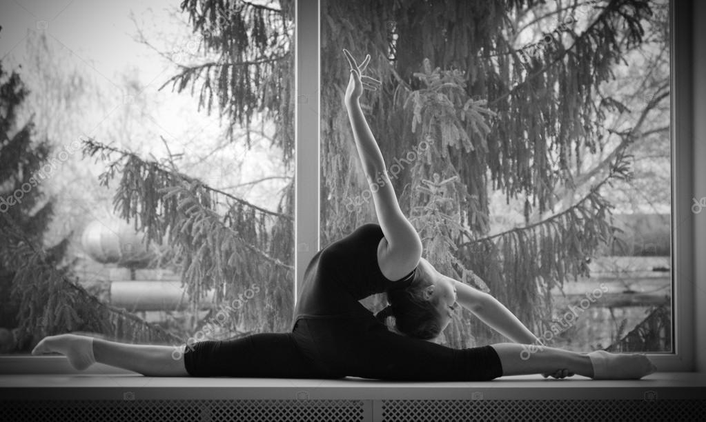 Dancing girl on window — Stock Photo © rbvrbv #71742857