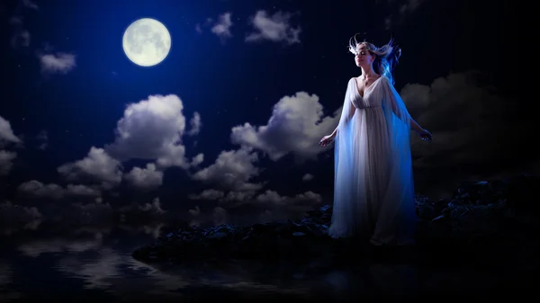 Woman in moonlight Stock Photos, Royalty Free Woman in moonlight Images ...