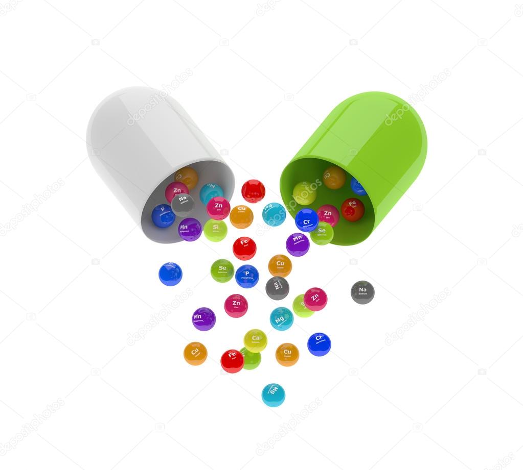 Capsule with multi minerals isolated over whit — Stock Photo © ayo888 ...