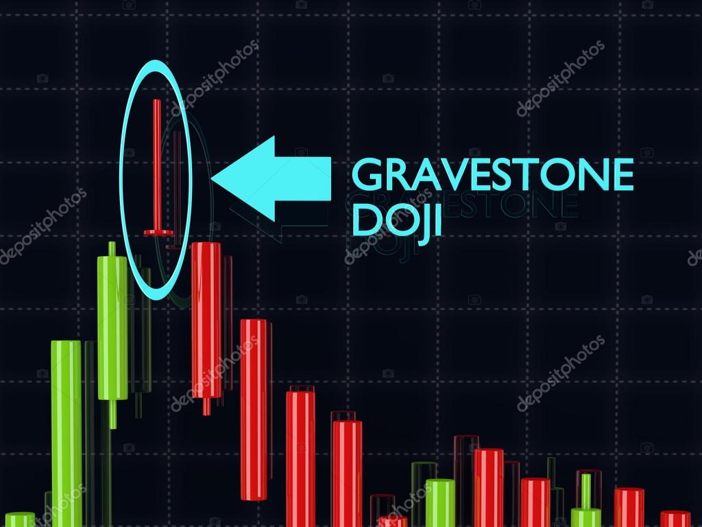 3d rendering of forex gravestone doji candlestick pattern over d ...