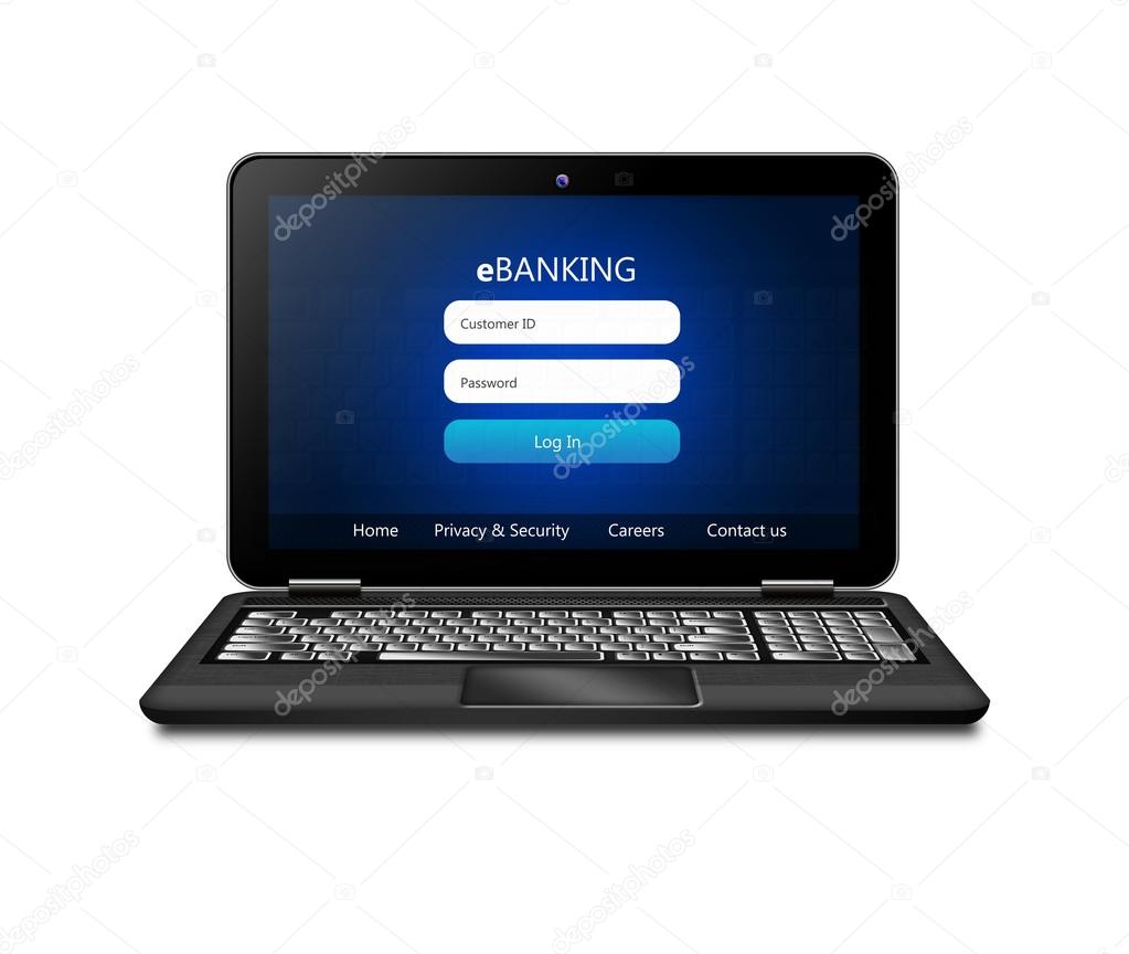 Laptop with bank login page isolated over white — Stock Photo © ayo888 ...