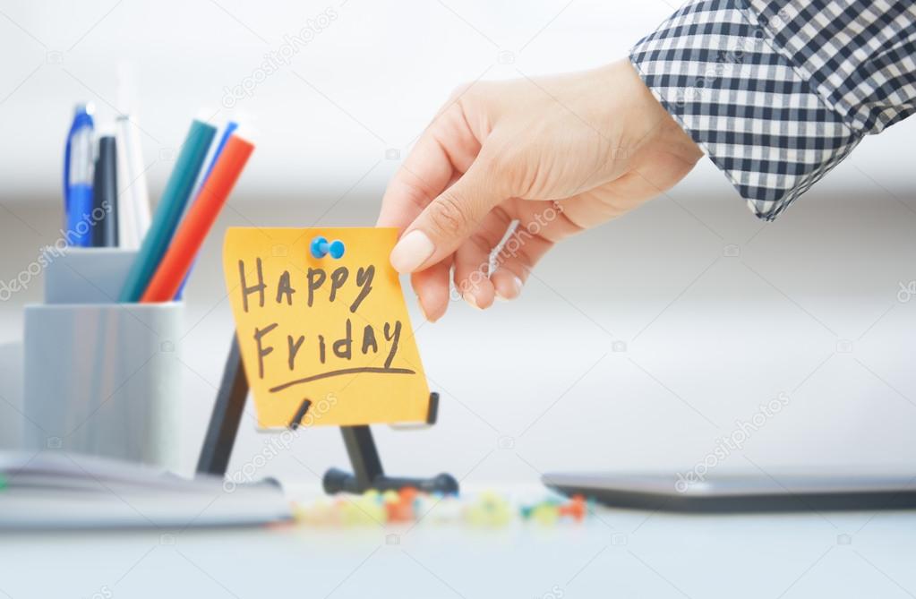 Happy Friday text on adhesive note Stock Photo by ©DepositNovic 104701884