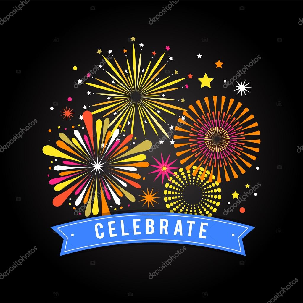 Fireworks and celebration background, winner, victory poster, banner ...