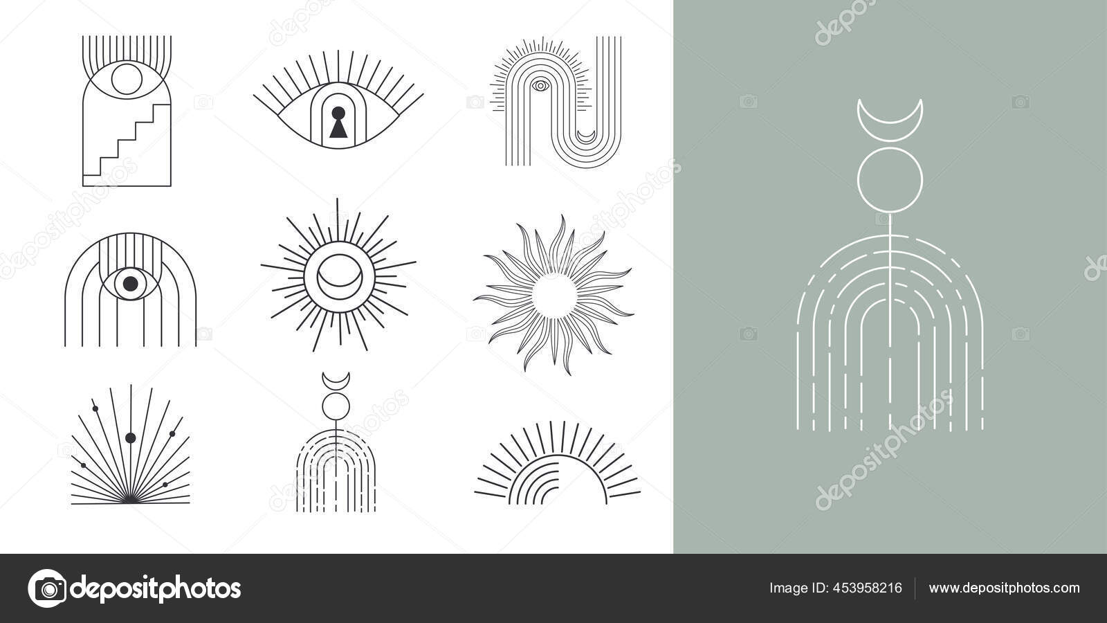 Logotipos lineales de Bohemia, iconos y símbolos, plantillas de diseño ...