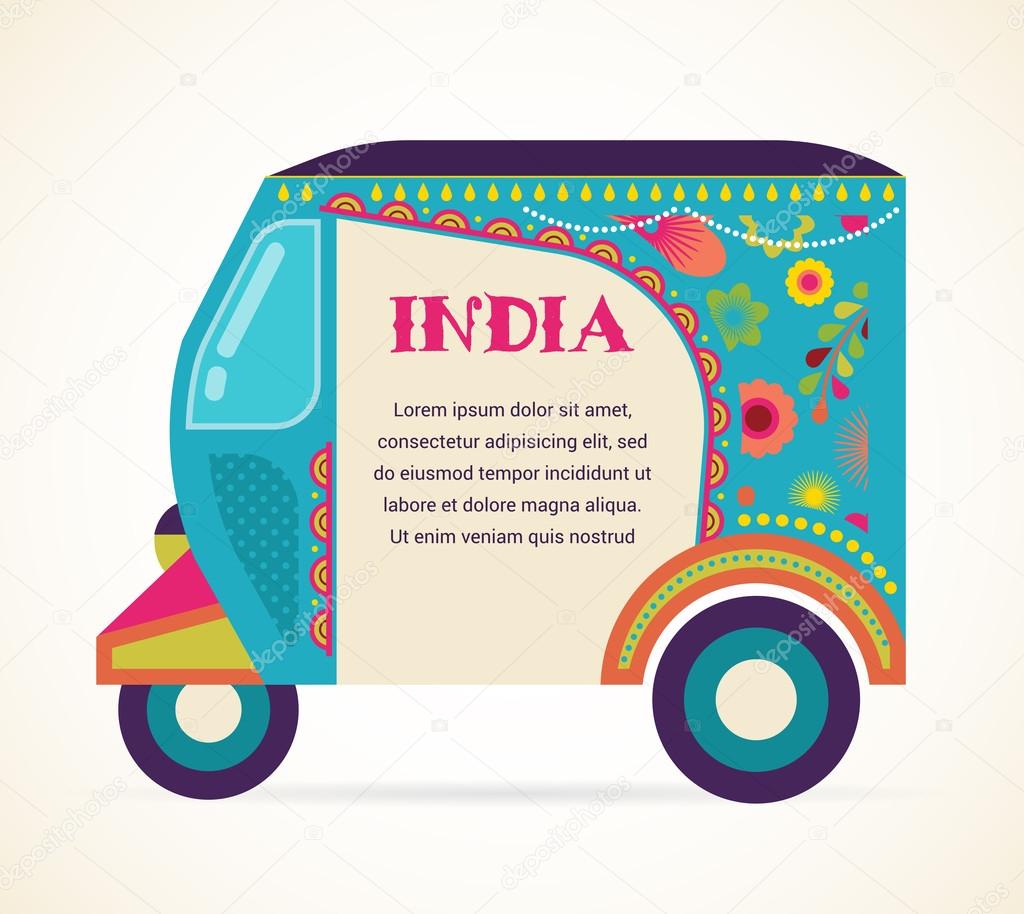 India - background with patterned rickshaw Stock Vector by ©marish 72524059
