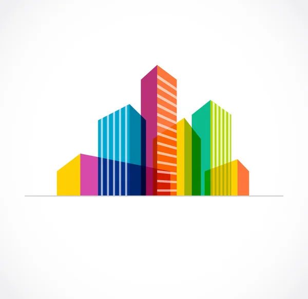 Colorful real estate, city and skyline icon - Stock Image - Everypixel