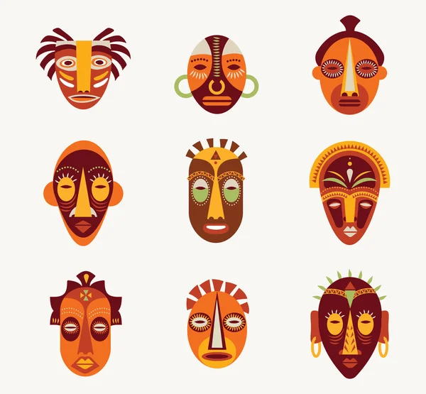 Cartoon african masks | African masks. Vector. Cartoon. — Stock Vector ...