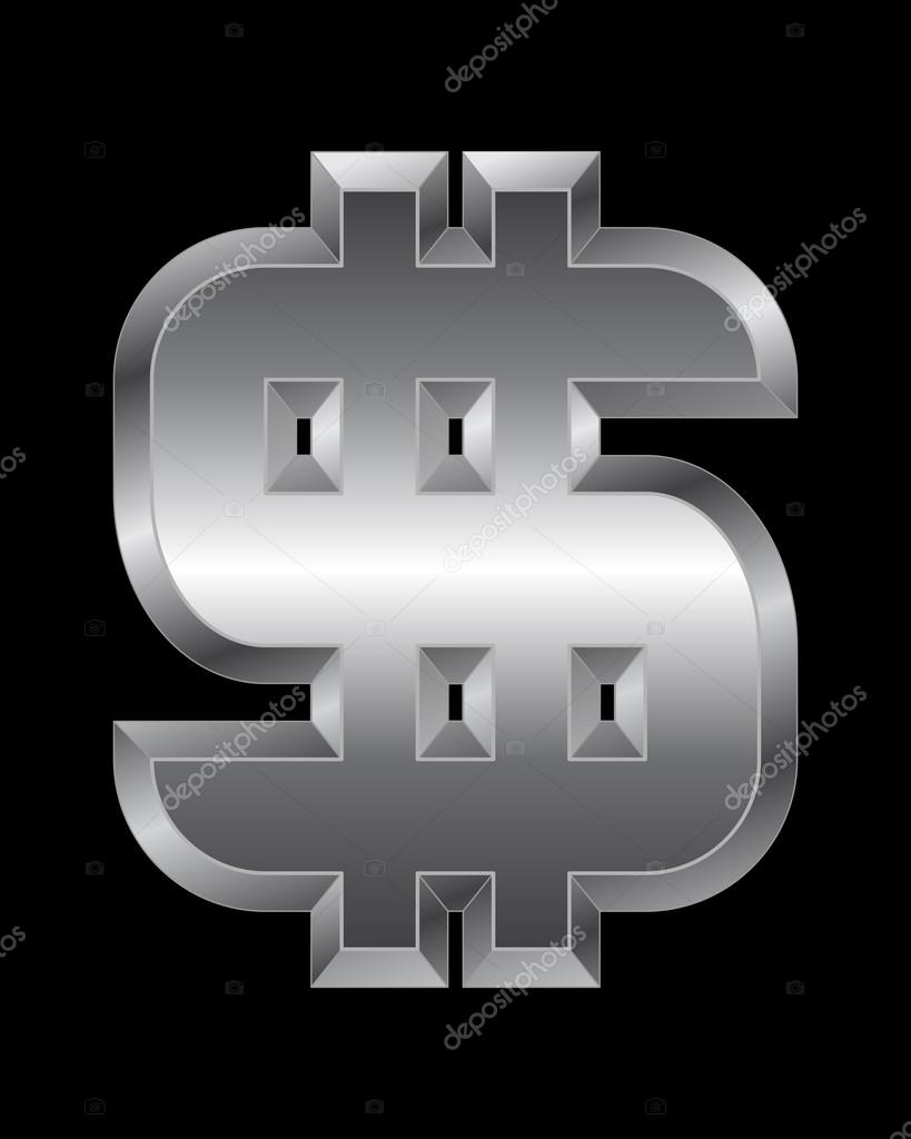 Rectangular beveled metal font - dollar currency symbol Stock Vector ...