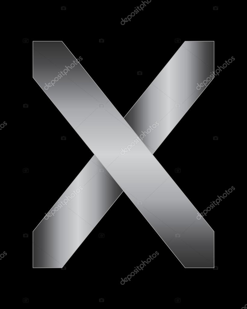 Rectangular bent metal font, letter X Stock Vector by ©3dvlaa 57689497