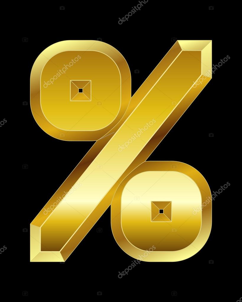 Rectangular beveled golden font, percentage sign Stock Vector Image by ...