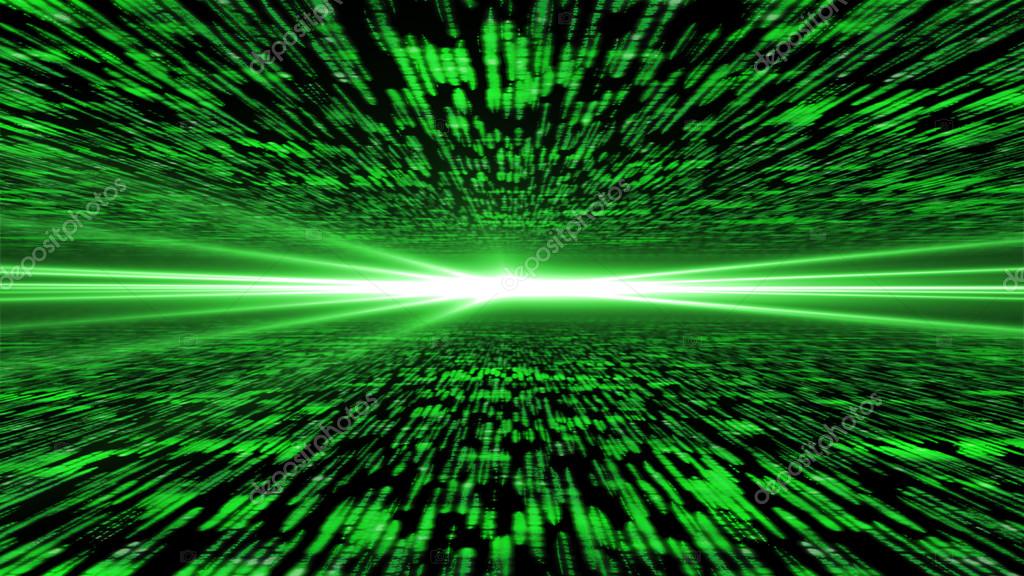 Matrix 3d - flying through energized cyberspace, light on the ho ...
