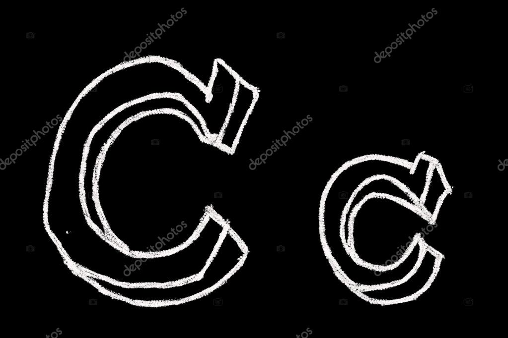 C - letras Chalc ABC sobre fondo negro — Foto de stock #97824612 © DGolbay