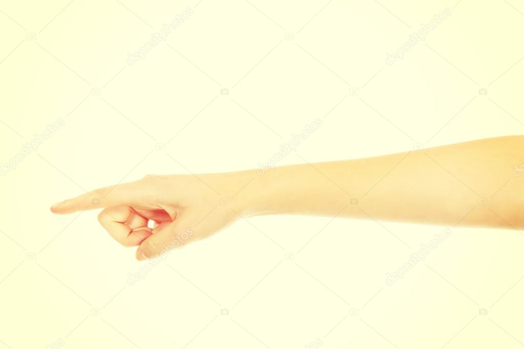 Woman finger pointing for something Stock Photo by ©piotr_marcinski ...