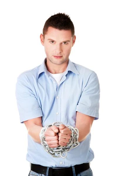 Businessman tied up with chain Stock Photo by ©piotr_marcinski 62569579