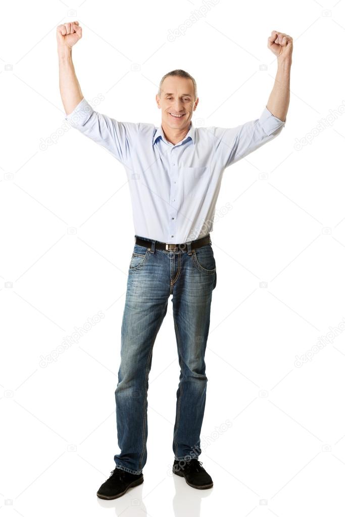 Cheerful man with hands up Stock Photo by ©piotr_marcinski 70489547