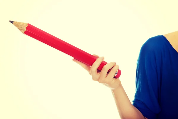 Woman pointing up with pencil. Stock Photo by ©piotr_marcinski 72659329