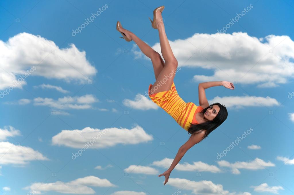 Woman Falling Through the Sky — Stock Photo © robeo123 #61814003