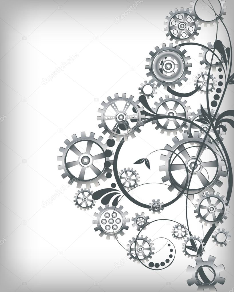 Mechanical background with floral elements Stock Vector Image by ...
