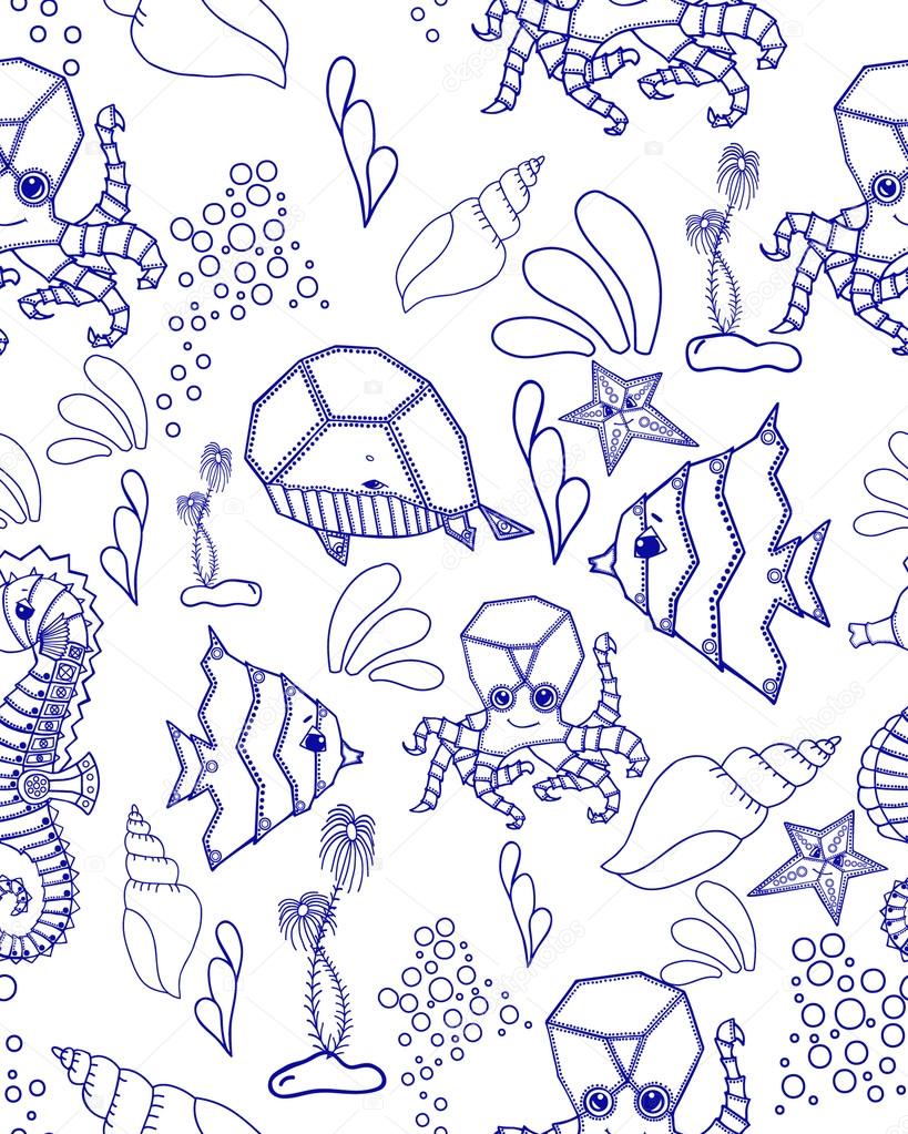 Blue seamless marine pattern Stock Vector Image by ©Mary1507 #99398912