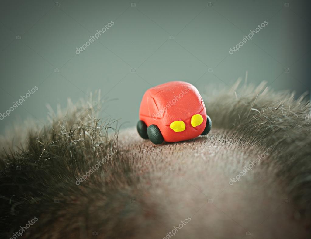 Conceptual image of alternative road for cars on man's head — Stock ...