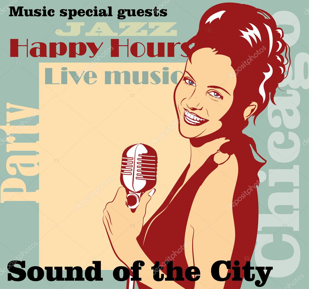 Vintage poster with lady singer Stock Vector Image by ©aleynikov #70253235