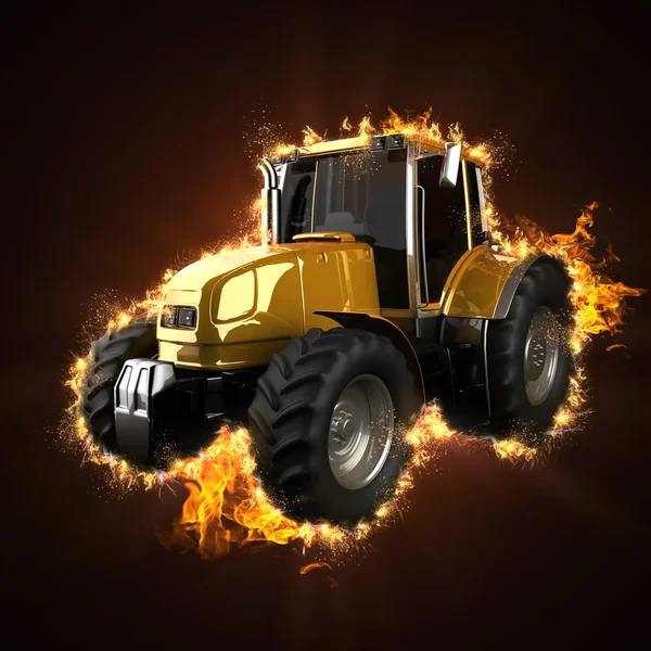 Agricultural tractor in fire - Stock Image - Everypixel