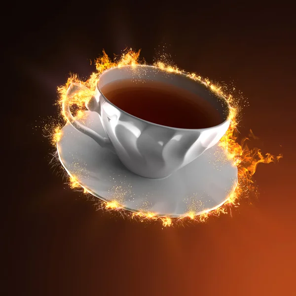 Cup of tea in fire - Stock Image - Everypixel