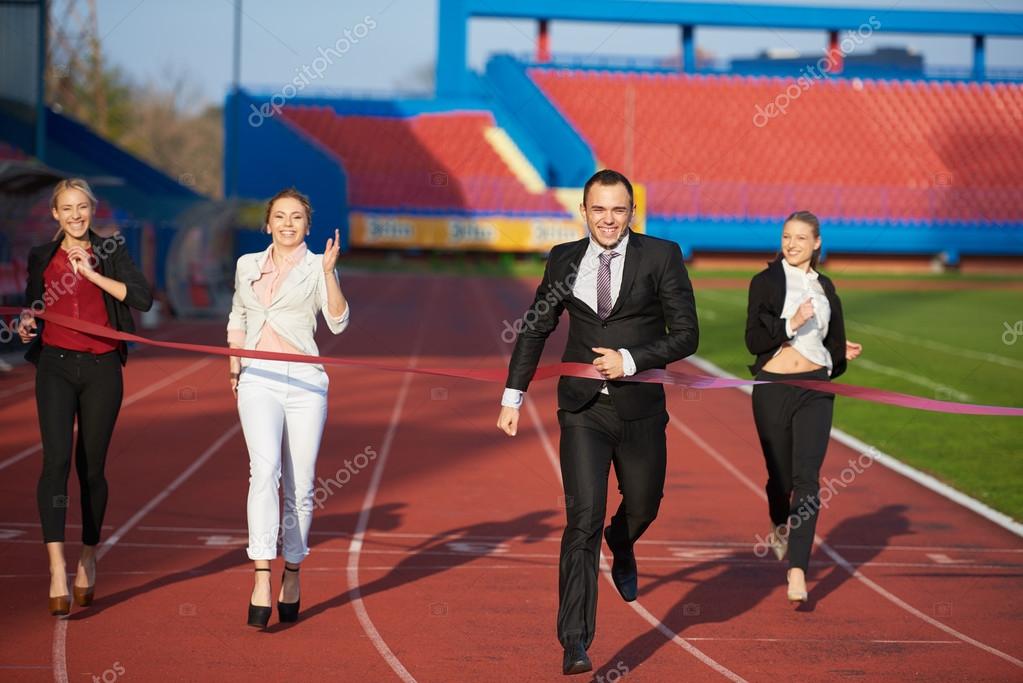 Business people running on racing track Stock Photo by ©.shock 73738811