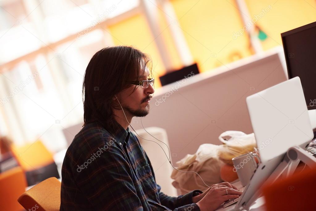 Startup business, software developer working on computer — Stock Photo ...