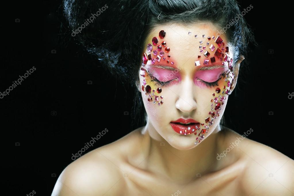 Attractive model face with bright visage — Stock Photo © kanareva #74972427