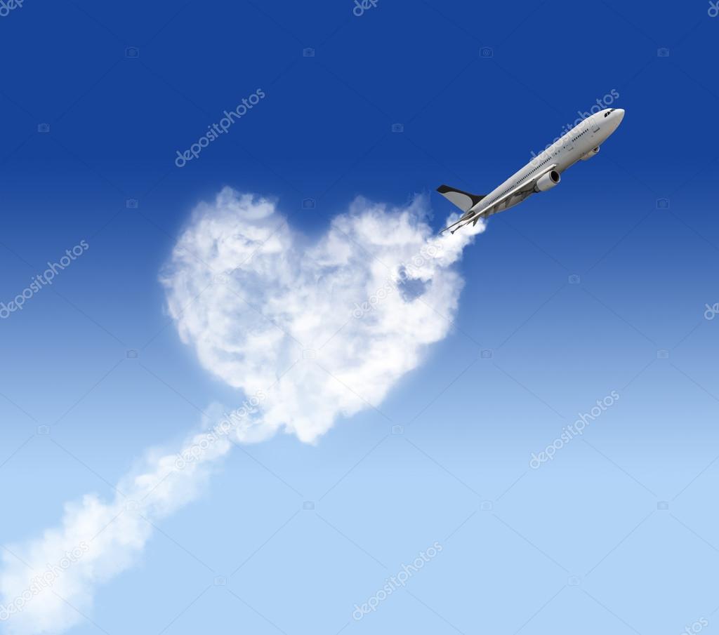 Heart shape cloud and plane Stock Photo by ©Dr.PAS 84188744
