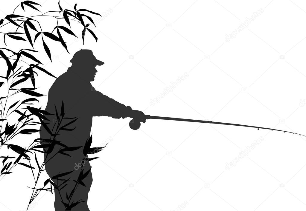 Siluet nelayan dalam bambu Vektor Stok oleh ©Dr.PAS 84190196